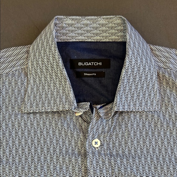 Bugatchi | Shirts | Bugatchi Mens Black And White Geometric Shirt ...